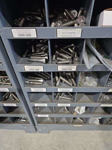 4ft Tall Large Bolt Bin full of hardware, Washers, Bolts, Nuts, Hex ...