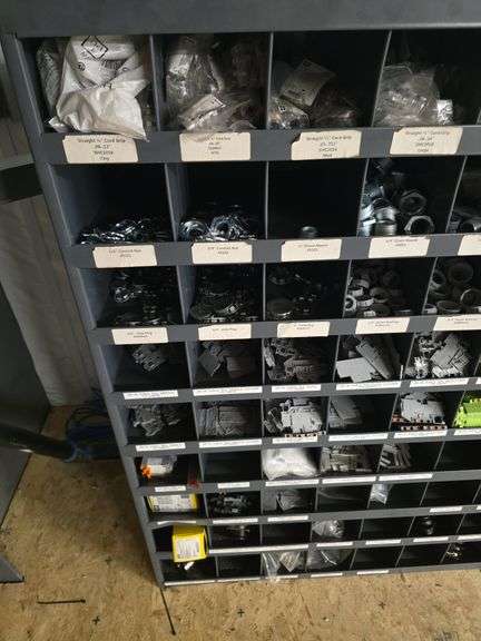 Bolt bin organizer 9x8 with contents, terminal block, cord grips, and ...