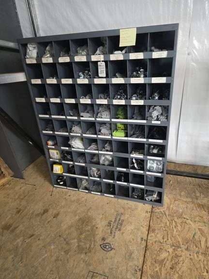 Bolt bin organizer 9x8 with contents, terminal block, cord grips, and ...