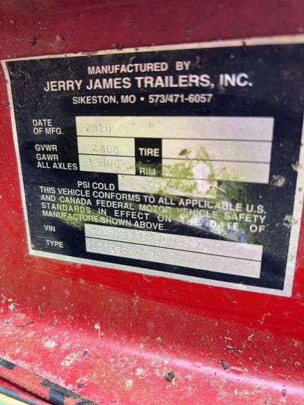 2010 Jerry James 8x18' Bumper Hitch Flatbed Trailer, Tandem Axle, VIN ...