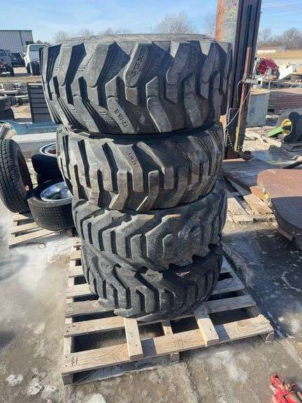 4 Rims and Tires for JLG Manlift, skid loader, or wrangler - Schmid Auction