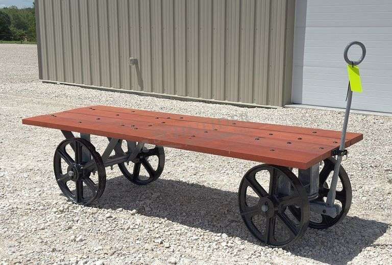 Antique 30"x8' railroad cart - Schneider Auctioneers LLC