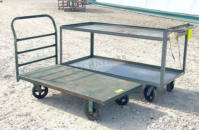 Steel rolling work cart & flatbed cart - Schneider Auctioneers LLC