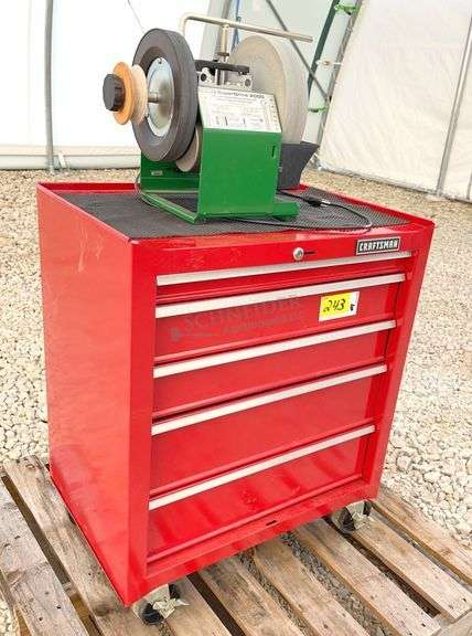 Tormek SuperGrind 2000 grinder on toolbox, from the estate of Dr. Ken ...