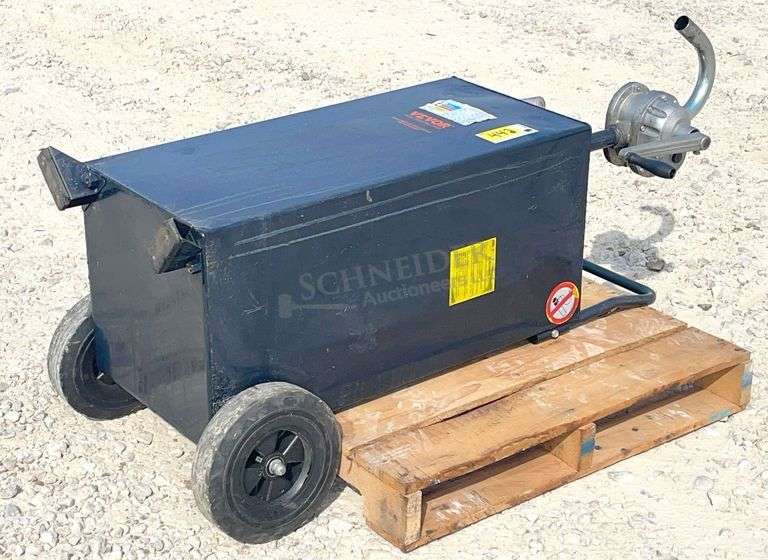 Vevor rolling oil tank w/ pump - Schneider Auctioneers LLC