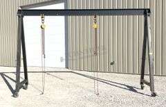 13' wide portable A-frame hoist w/ chain hoists, from the estate of Dr ...