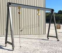 13' wide portable A-frame hoist w/ chain hoists, from the estate of Dr ...
