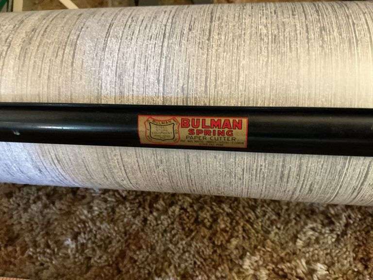 Vintage antique Bulman Spring roller paper cutter with roll of paper ...