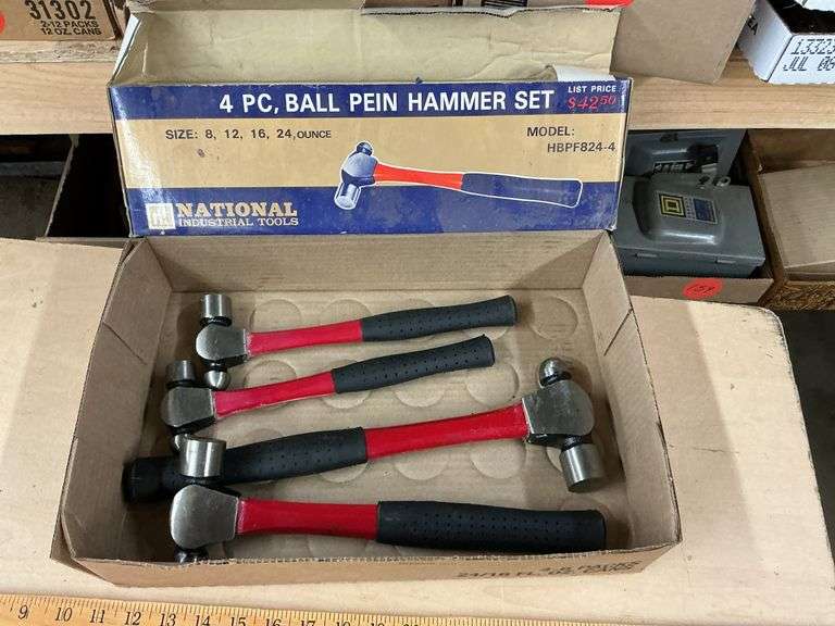 Appears to be unused, four piece ball peen hammer set - SCHULTIS & SON ...