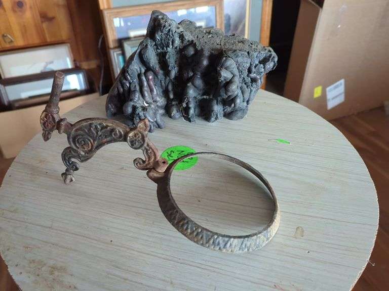 basaltic spatter rock and a vintage oil lamp holder - SCHULTIS & SON, INC.