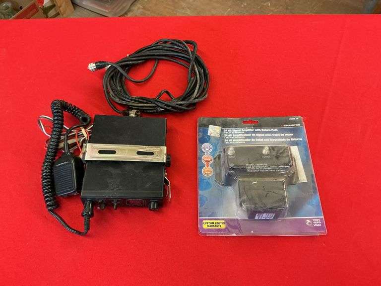 vintage realistic CB radio, and monster cable signal amplifier ...