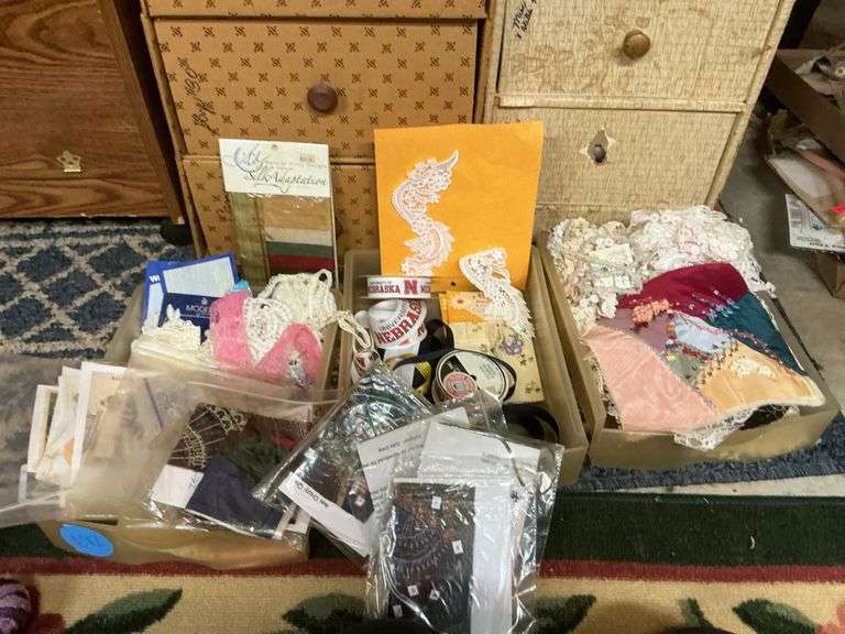 Three small drawers filled with lace ribbon and crazy quilt patterns ...