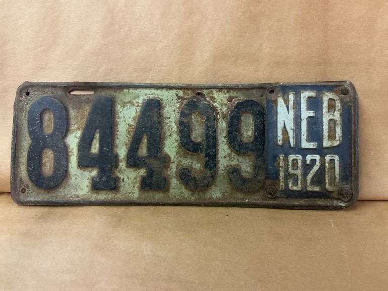 1920 Nebraska license plate - SCHULTIS & SON, INC.