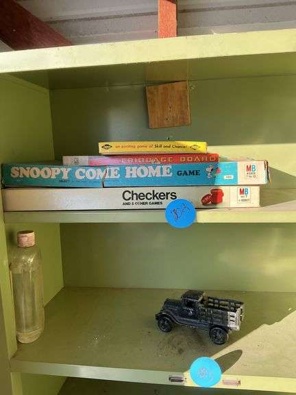 Checkers Snoopy come home, cribbage board, and Yahtzee score pads ...
