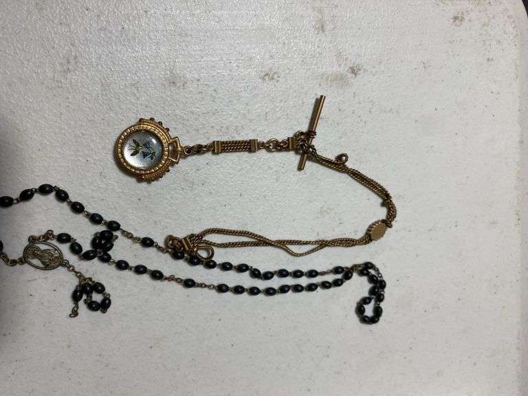 3 pocket watches , rosary and chain - SCHULTIS & SON, INC.