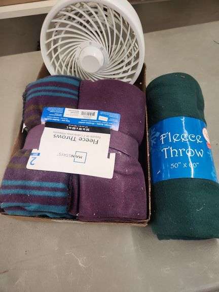 Fleece throws and small fan - SCHULTIS & SON, INC.