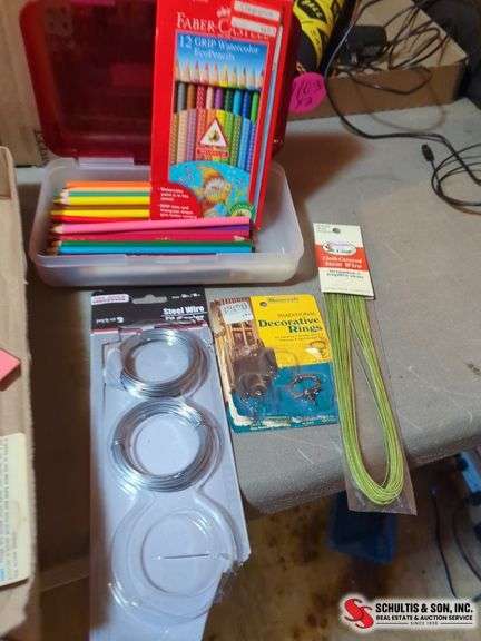 colored pencils- steel wire- glue sticks- erasers- stem wire and etc ...