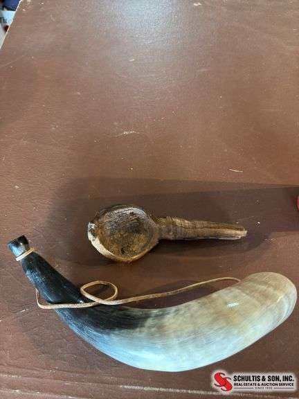 Powder horn and homemade wooden spoon - SCHULTIS & SON, INC.