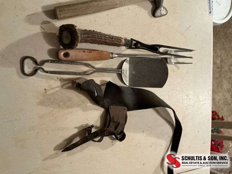 Old leather hand, corn, shucker kitchen, utensils - SCHULTIS & SON, INC.