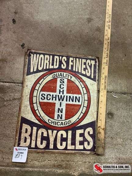 Reproduction metal Schwinn bike sign - SCHULTIS & SON, INC.