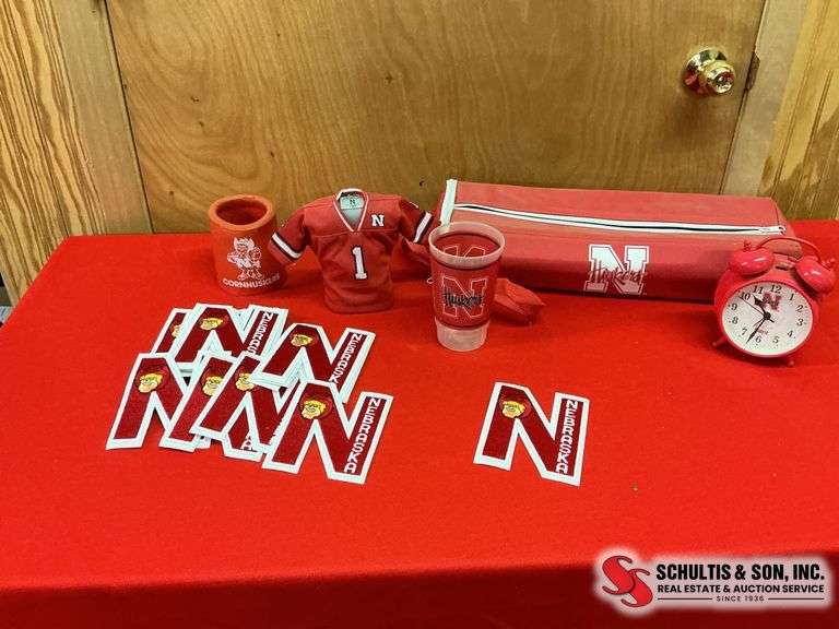 small insulated Husker bag- Husker alarm clock- cup- koozie cup- Husker ...