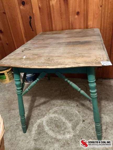 Antique oak kitchen table legs painted green - SCHULTIS & SON, INC.