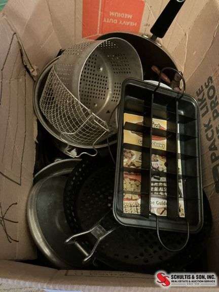 Box of bakeware pots, and pans - SCHULTIS & SON, INC.
