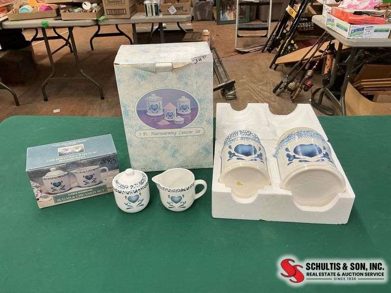 2 pc heartwarming canister set and a sugar and creamer set to match ...