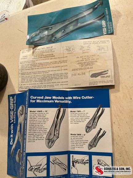 Vice grip advertisements brass tray - SCHULTIS & SON, INC.