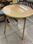 Three legged glass top table with antique linen coverings - SCHULTIS ...