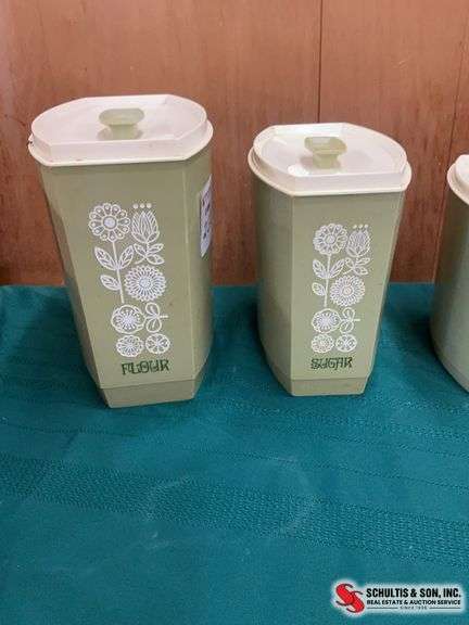 Lustro Ware canister set in avocado green - SCHULTIS & SON, INC.
