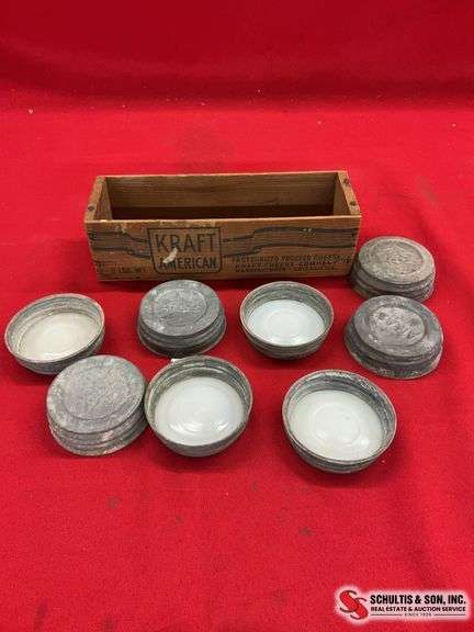 Antique cheese box and Atlas lids with glass inserts - SCHULTIS & SON, INC.
