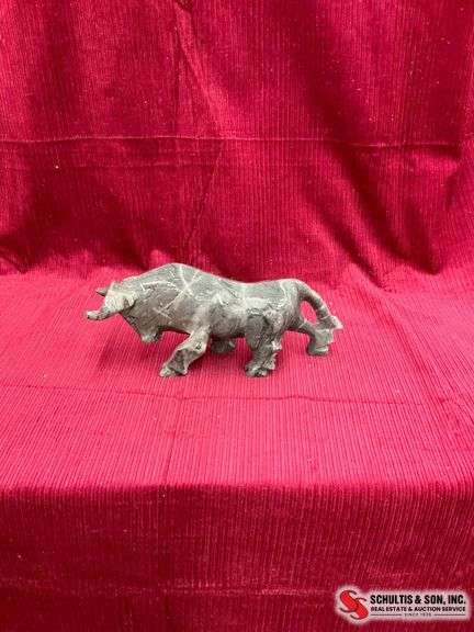 Antique Carved Stone Bull - SCHULTIS & SON, INC.