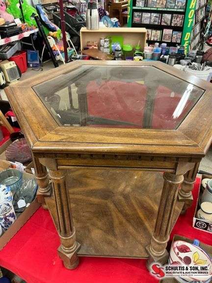 Hexagonal Glass Top Table - SCHULTIS & SON, INC.
