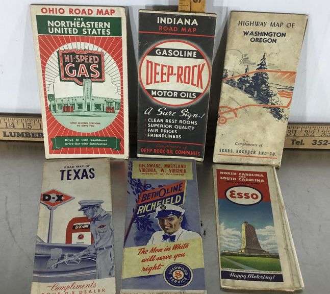 6 Vintage Gas Station/Oil Road Maps (1939 -1950 most 1940’s) - Sherwood ...