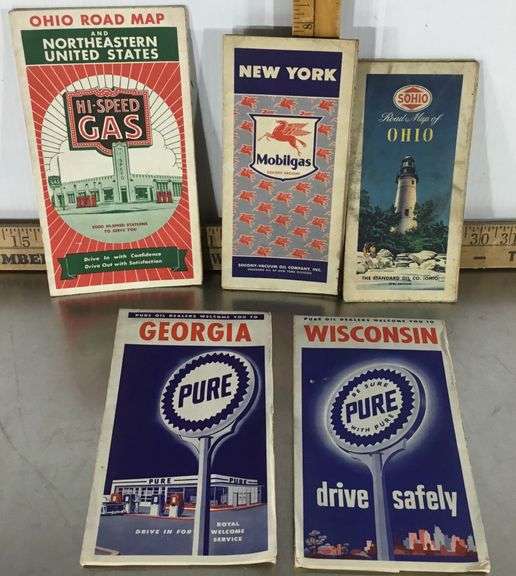 5 Vintage Gas Station/Oil Road Maps 1930’s to early 1950’s - Sherwood ...