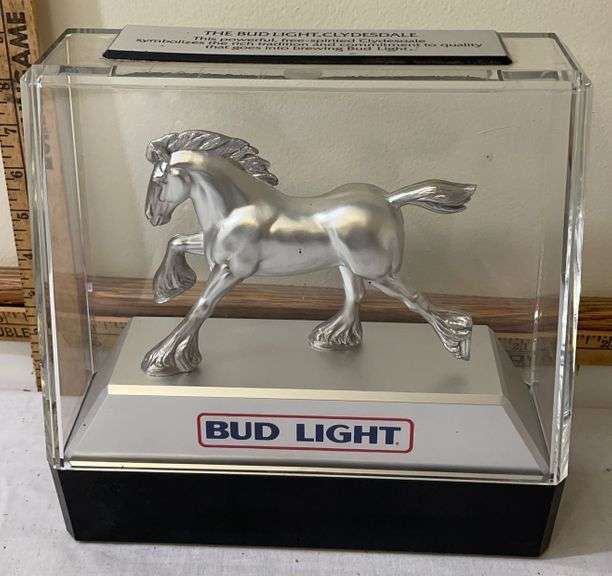 Bud Light Clydesdale Sculpture in display case - Sherwood Auctions
