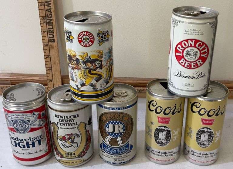 Seven old collectible beer cans - Sherwood Auctions