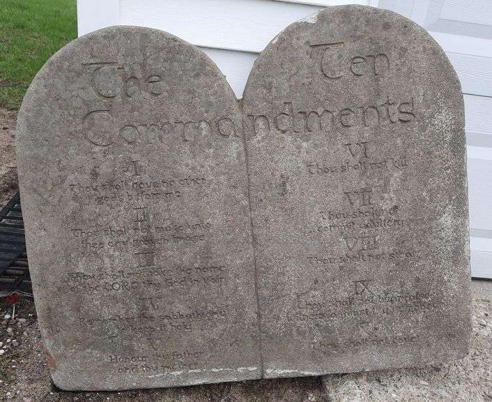 The Ten Commandments On Concrete Tablet - Sherwood Auctions