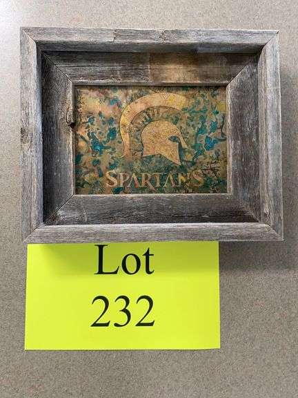 Copper Michigan State picture with wooden frame - Sherwood Auctions