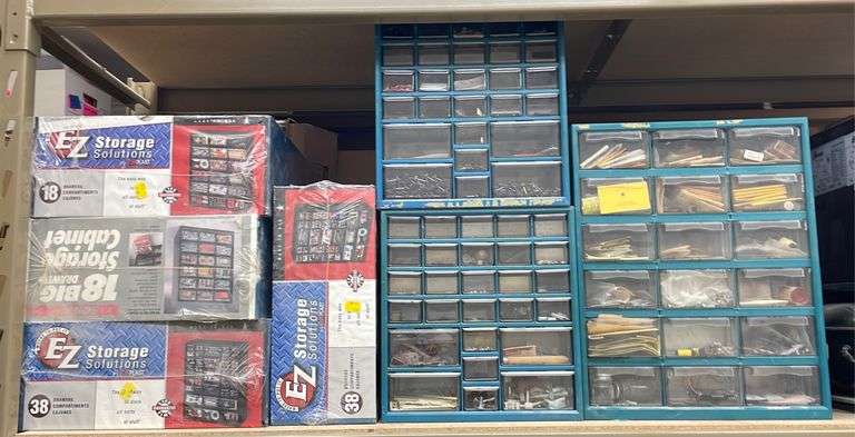 Two Storage Containers w/ 26 Drawers + Contents, Storage Container w ...