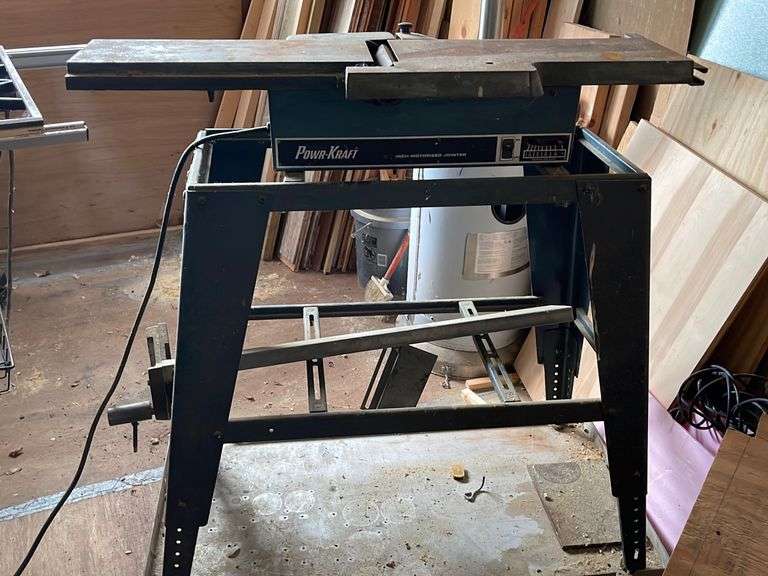 Wards Powr-Kraft 6 1/8 inch Motorized Jointer bolted to a Cart w ...