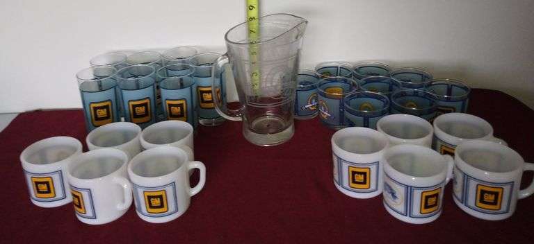General Motors Fisher Body of Lansing Collectable Pitcher, Mugs + Cups ...