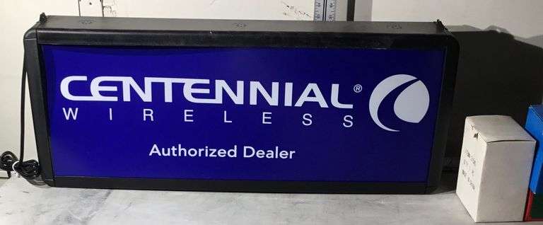 Centennial Wireless Dealer Lighted Sign NEW in Box!! - Sherwood Auctions