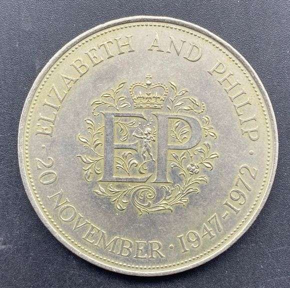 1972 Elizabeth & Philip Commemorative Coin - Sherwood Auctions
