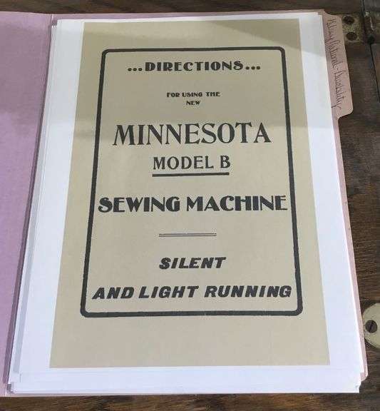 Antique Minnesota Model B Sewing Machine 30”T, 44”W, 17.5”D - Sherwood ...