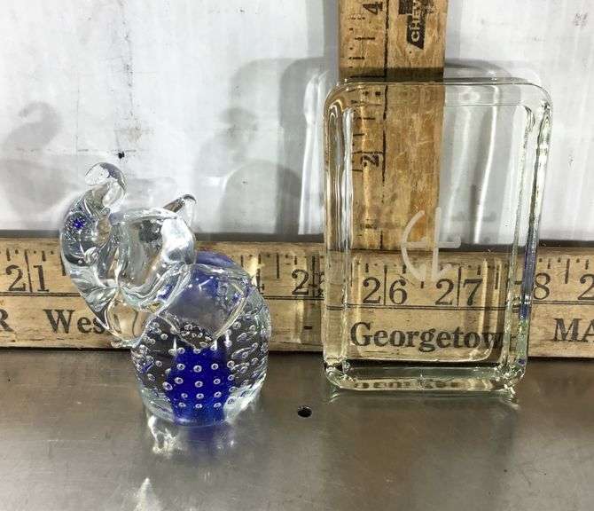 Elephant and Monogrammed Glass Paperweights - Sherwood Auctions