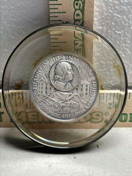 1947 The Franklin Fire Insurance Co Paperweight - Sherwood Auctions