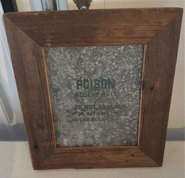 Poison Rodent Bait Sign/Picture Frame - Sherwood Auctions