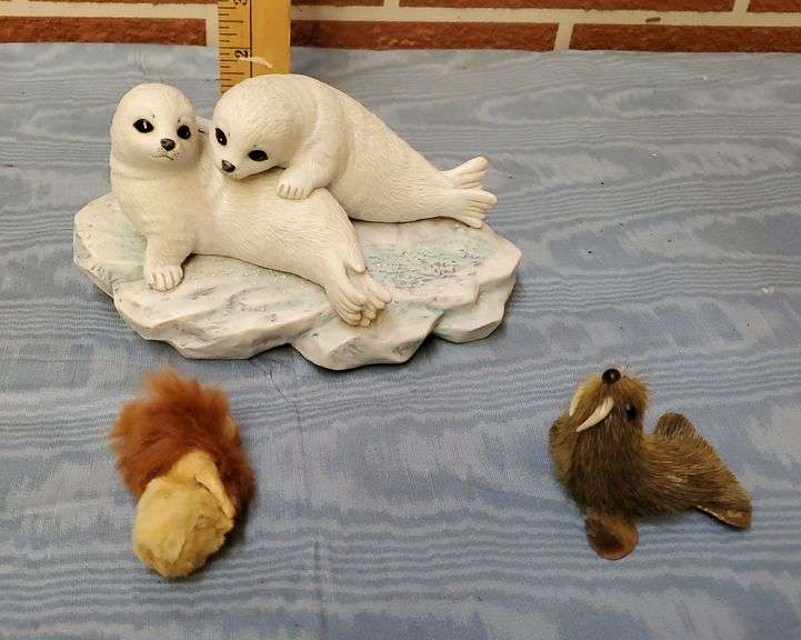 Seal Figure and 2 Small Fur Animals - Sherwood Auctions